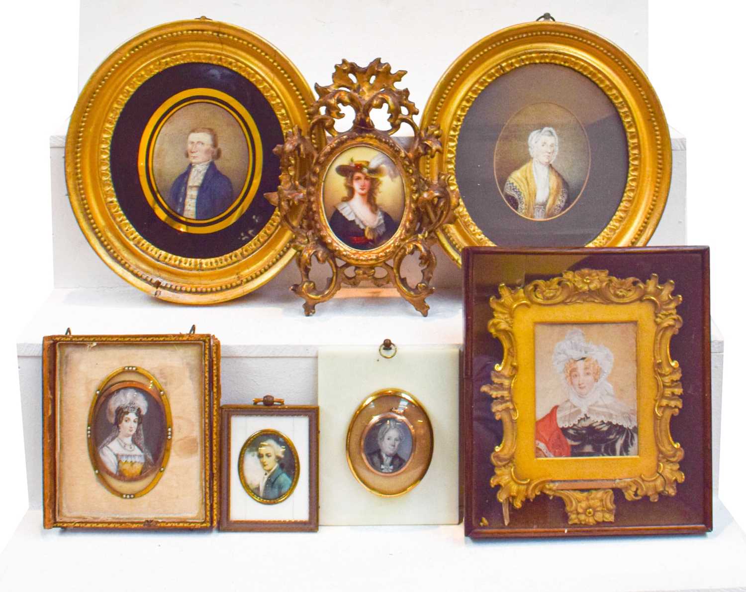 Lot 251 - A 19th century ivory portrait miniature in