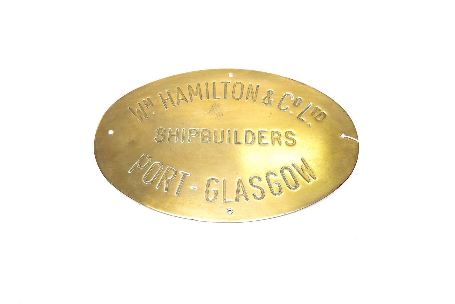 Lot 3229 - Wm Hamilton & Co Ltd Shipbuilders Plate