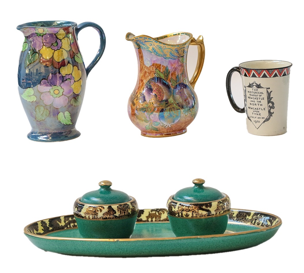 Lot 40 - A group of Maling pottery, including Galleon