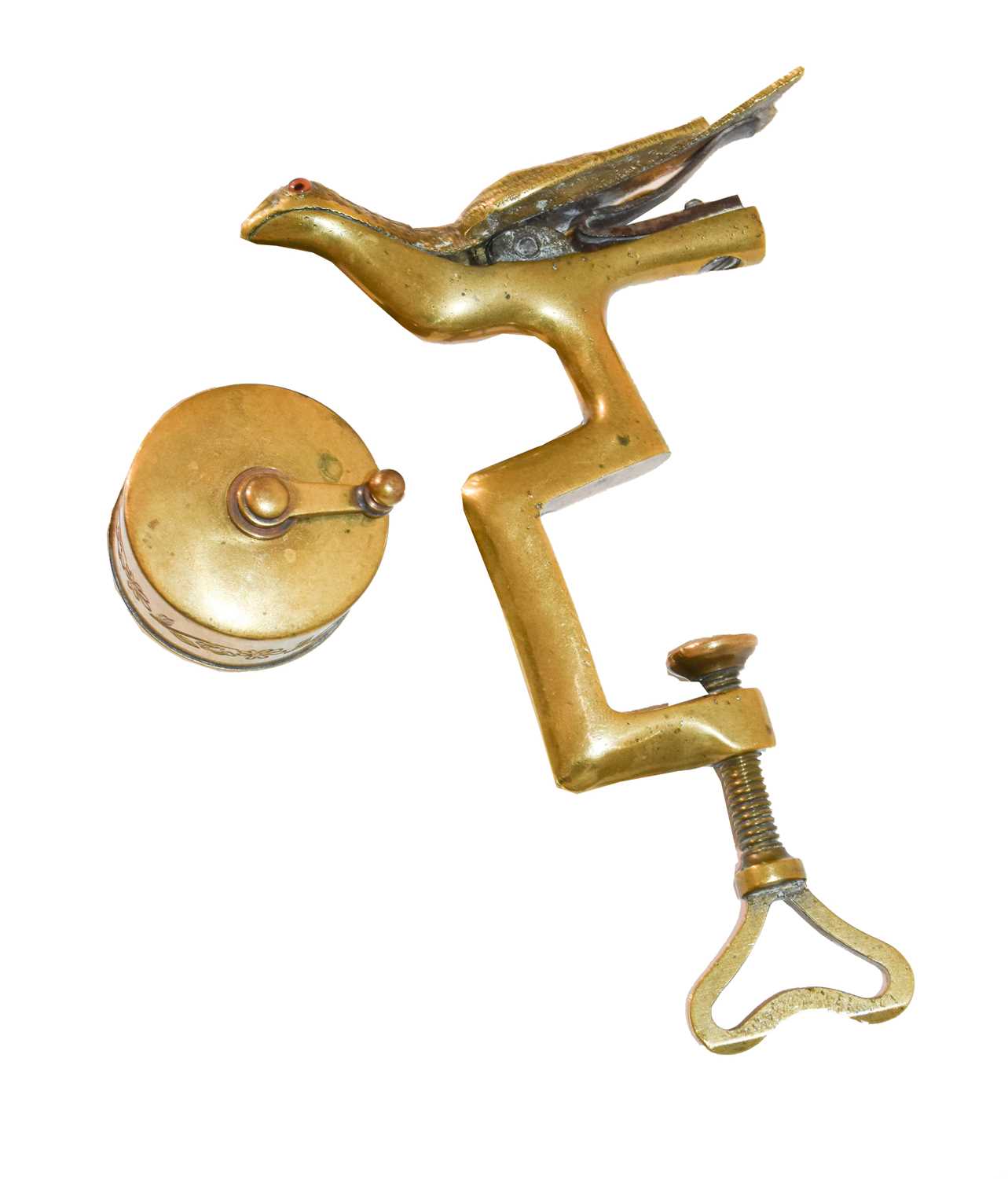 Lot 1005 - Brass Hemming Bird Clamp, with textured