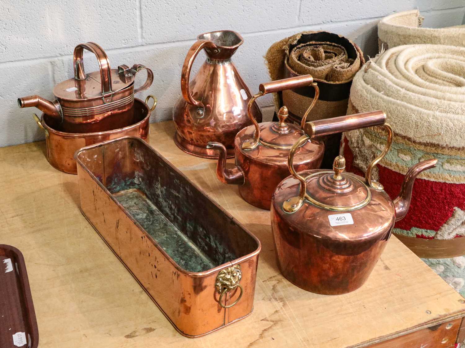 Lot 463 - Assorted Victorian copper including two