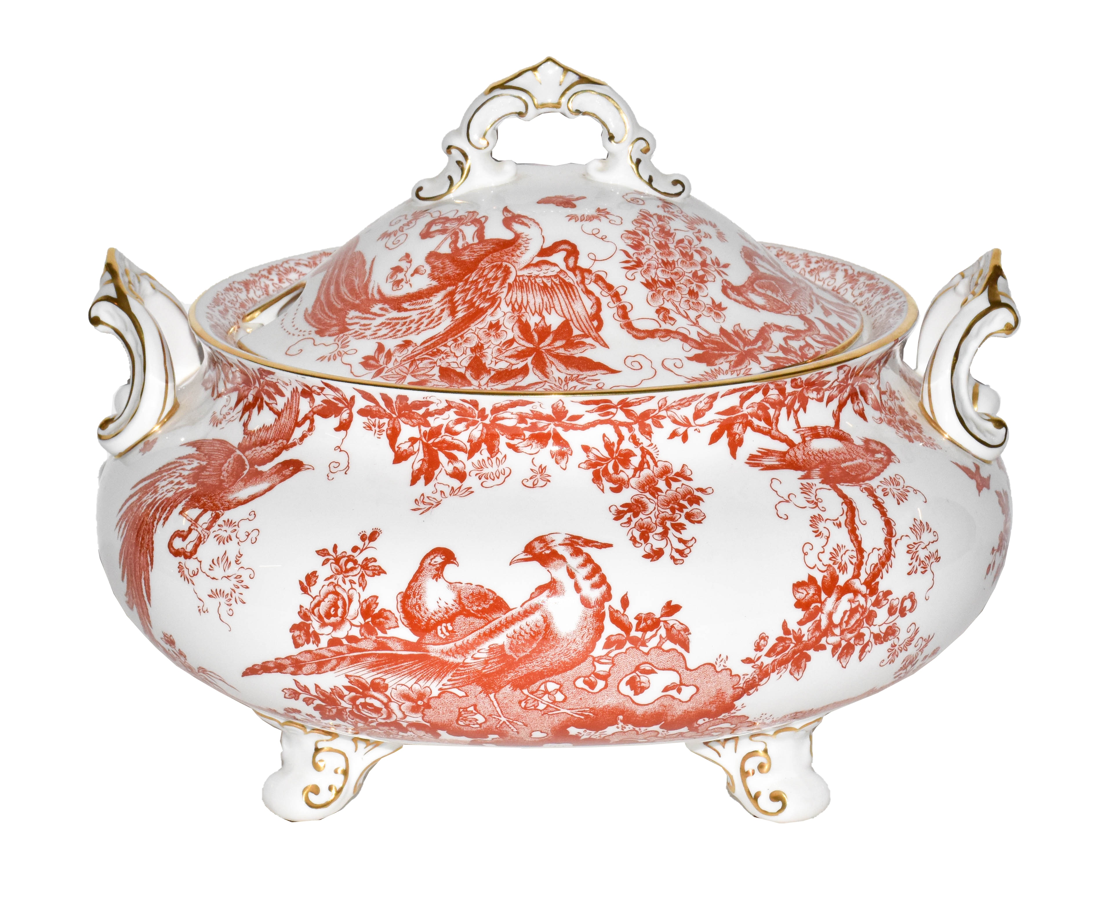 Lot 95 - A Royal Crown Derby red aves twin-handled