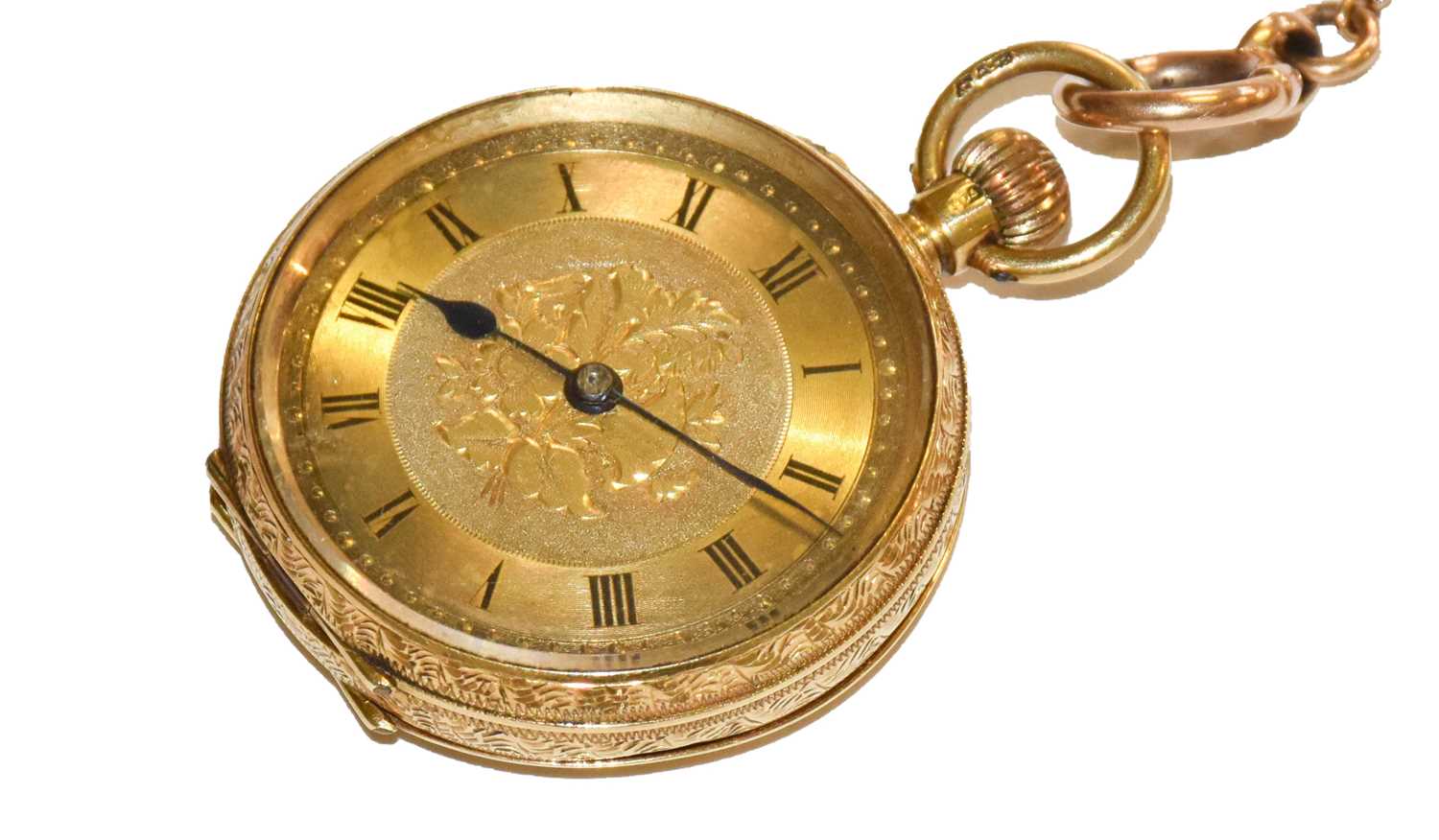 Lot 361 - A lady's 18 carat gold fob watch, with