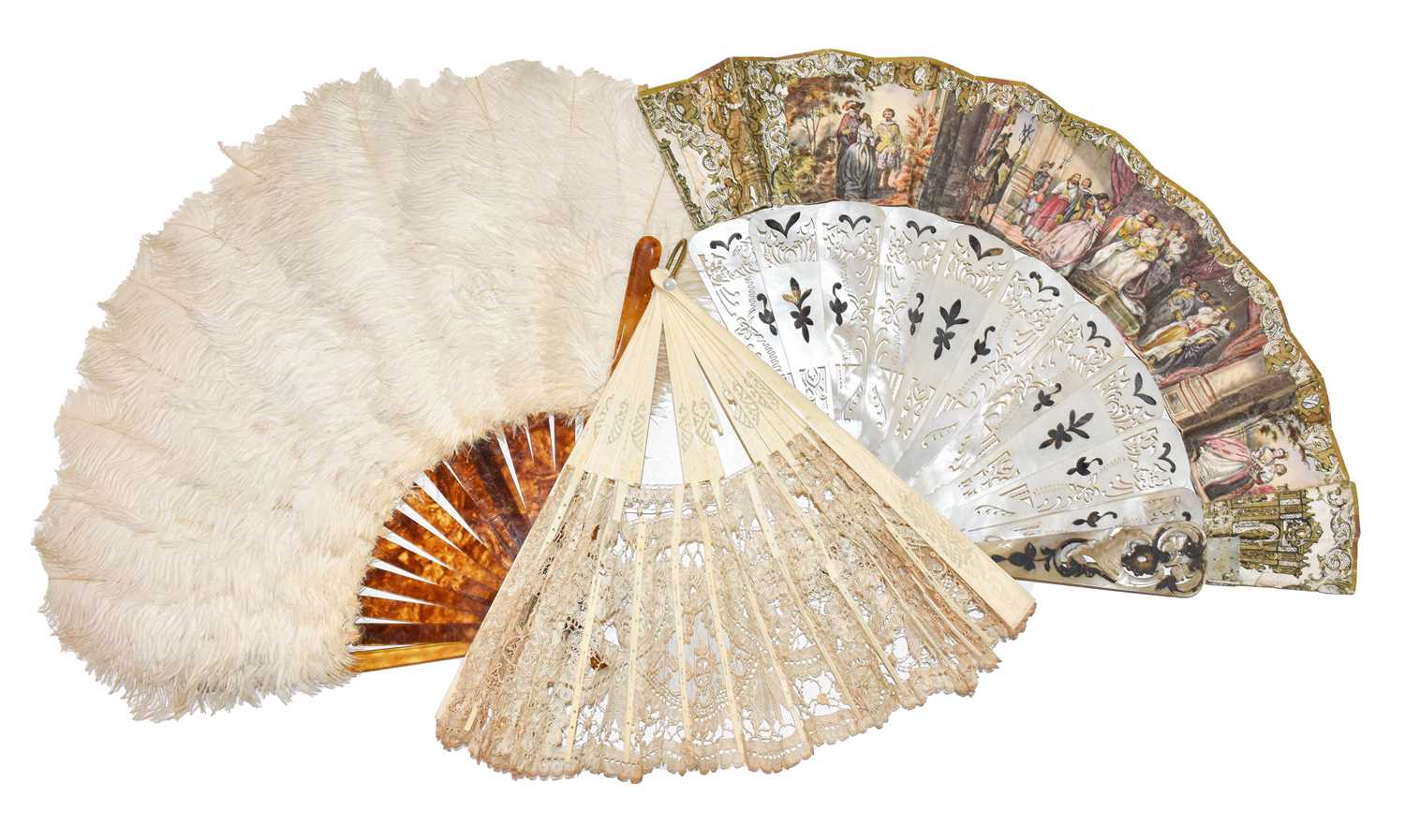 Lot 1015 - A 19th century bone fan, with carved and