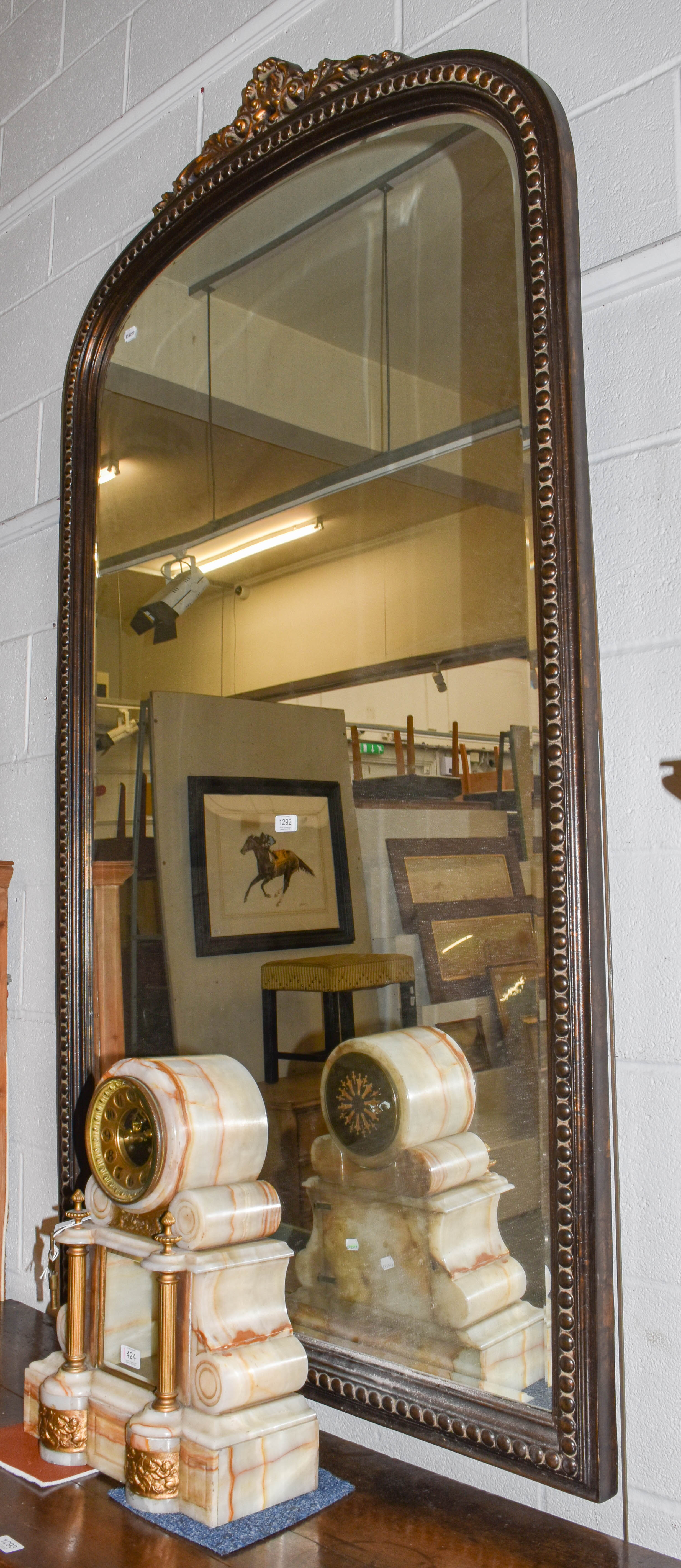 Lot 1292 - A large reproduction mirror with gilt