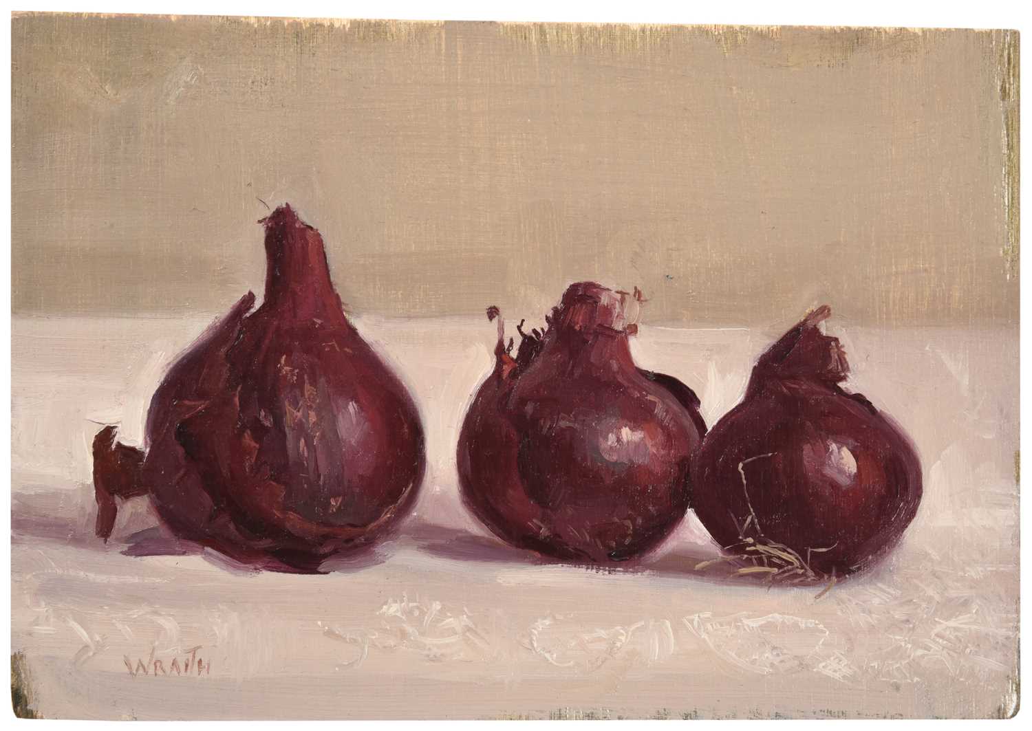 Lot 1160 - Robbie Wraith RP (b.1952) Three red onions