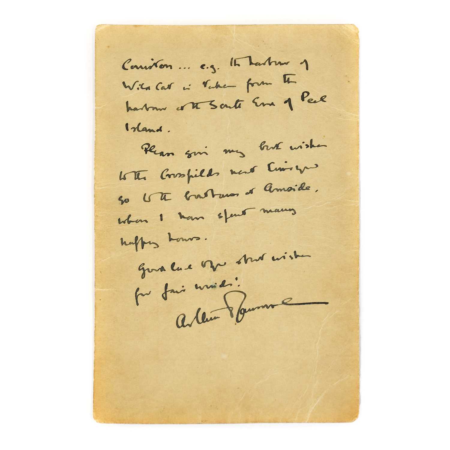 Lot 2094 - Ransome (Arthur) An autograph letter signed