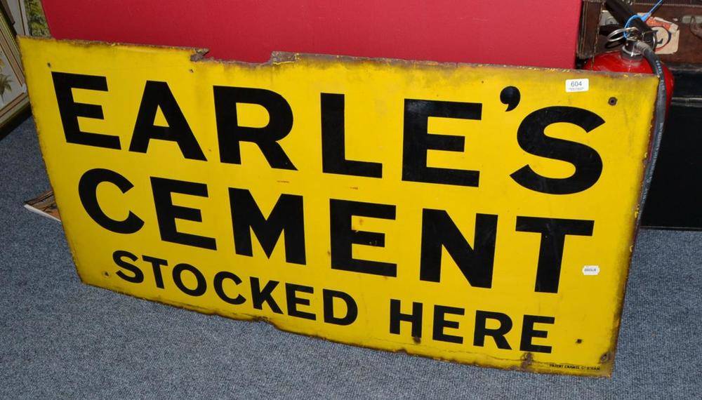 Lot 604 - Yellow enamel advertising sign Earle's