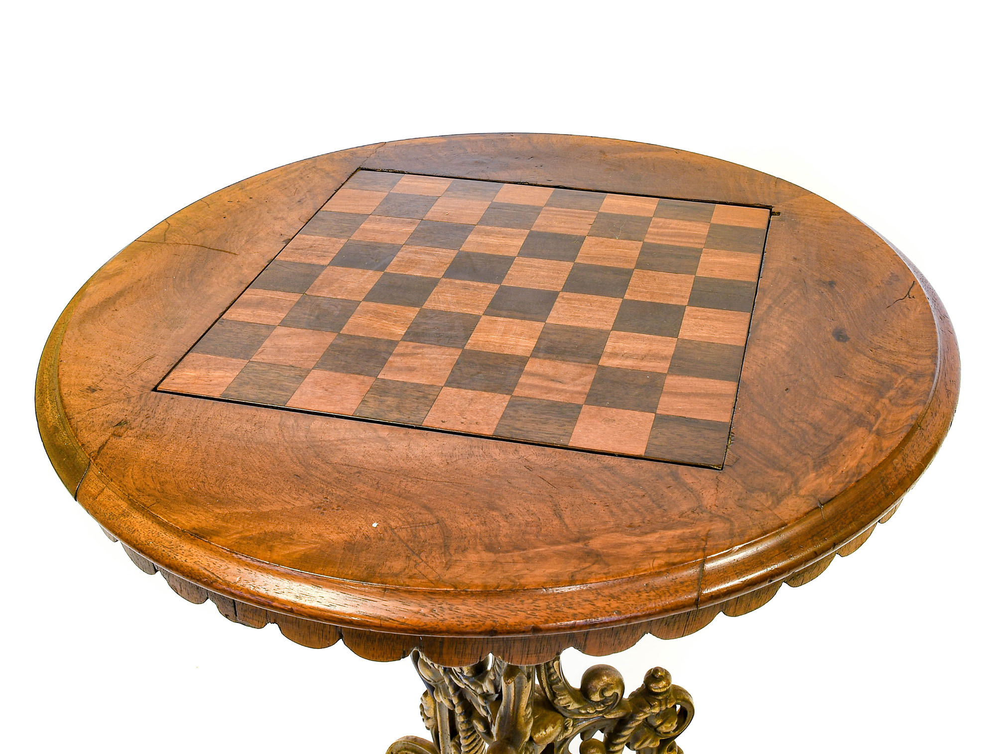 Lot 589 - A Victorian Walnut Chess-Top Pub Table, late