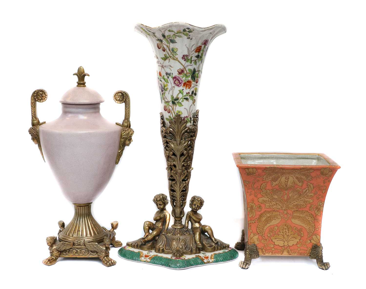 Lot 292 - A reproduction pottery and patinated metal