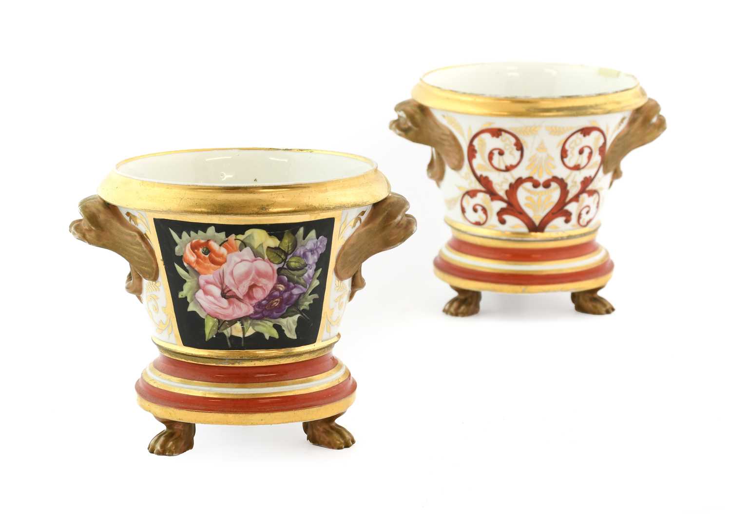 Lot 130 - A Pair of English Porcelain Cache Pots and