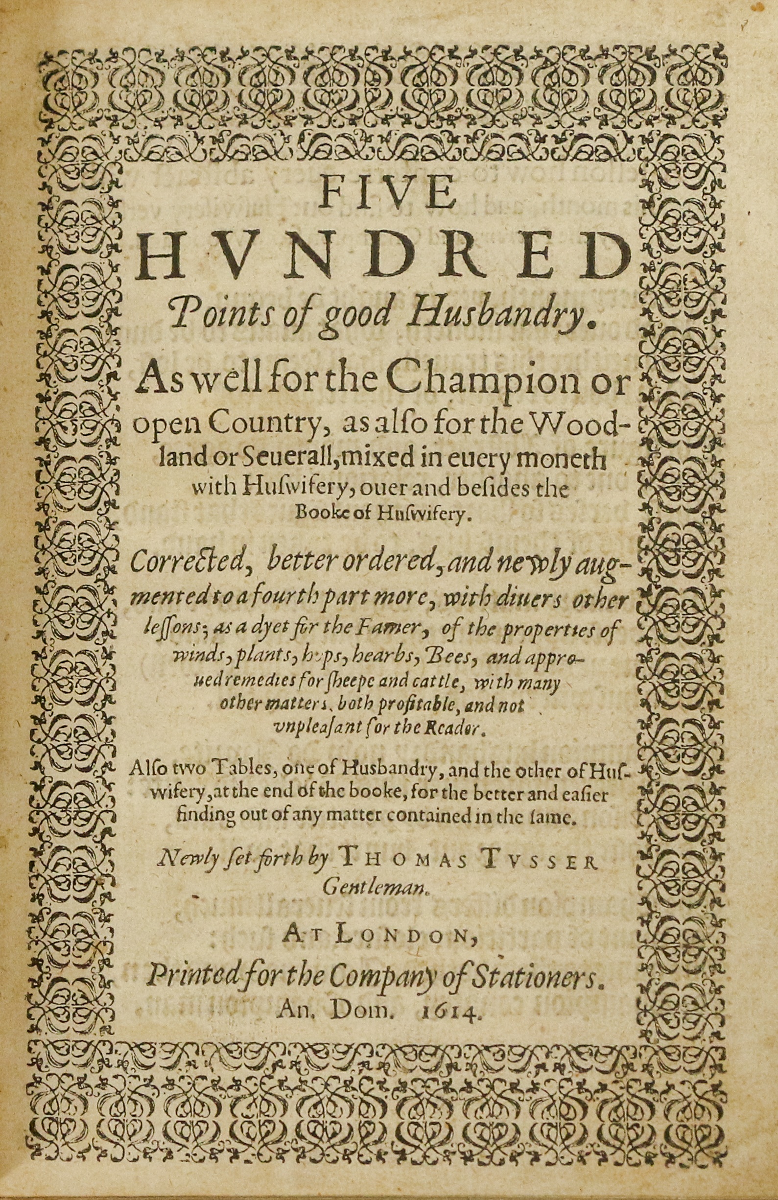 Lot 161 - TUSSER (Thomas) Five Hundred Points of Good