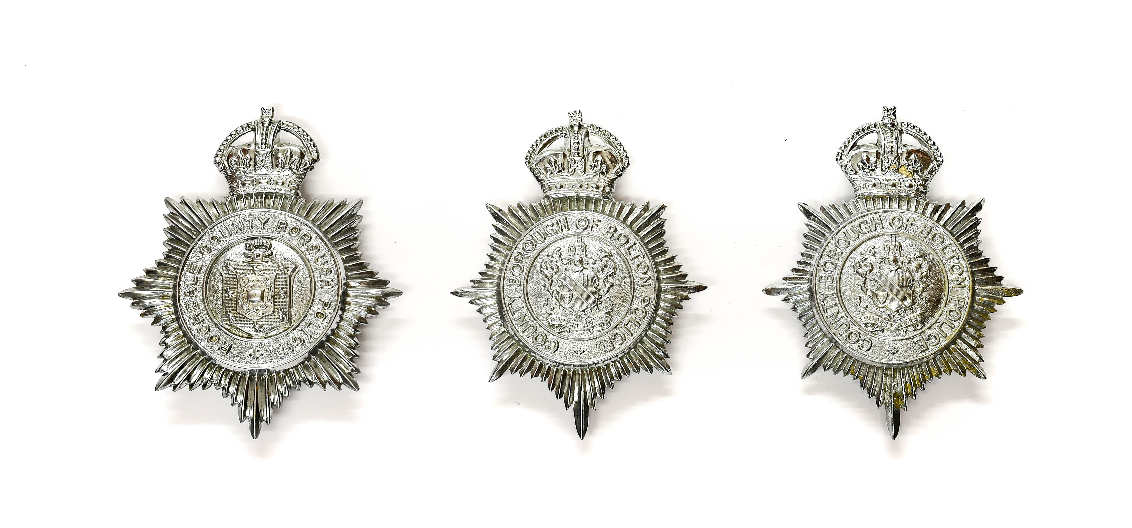 Lot 114 - Two County Borough of Bolton Police Helmet