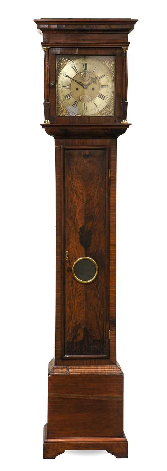 Lot 677 - A Walnut Eight Day Longcase Clock, flat top