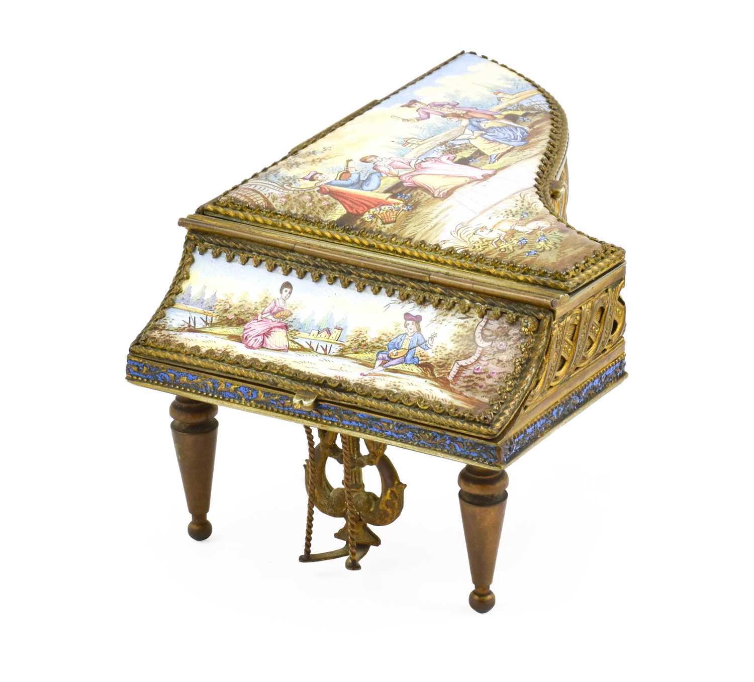 Lot 420 - An Austrian Gilt-Metal and Enamel Music-Box,