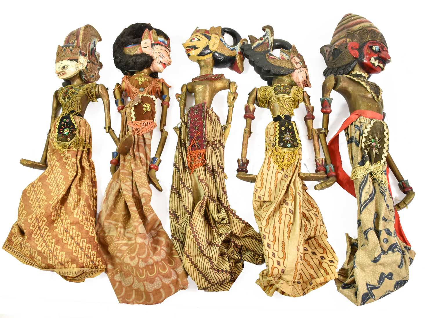Lot 2400 - A Set of Five Javanese Wayang Golek Wood