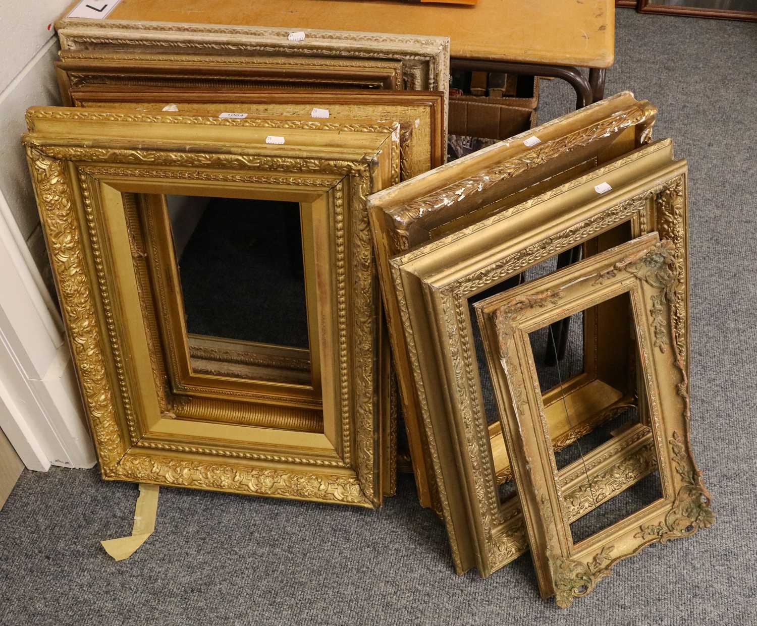 Lot 1064 - Eight various gilt frames, the largest 63cm