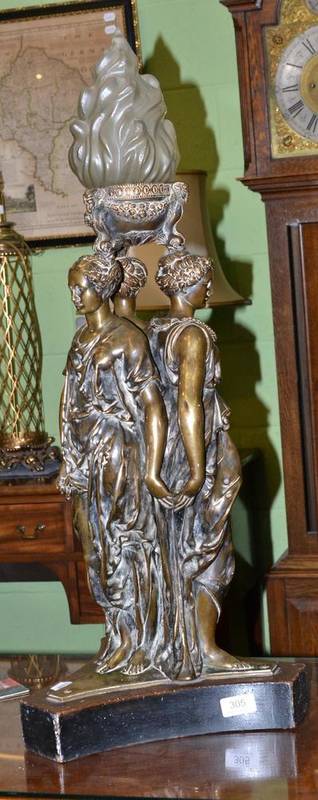 Lot 305 - A bronze figural lamp base - The Three
