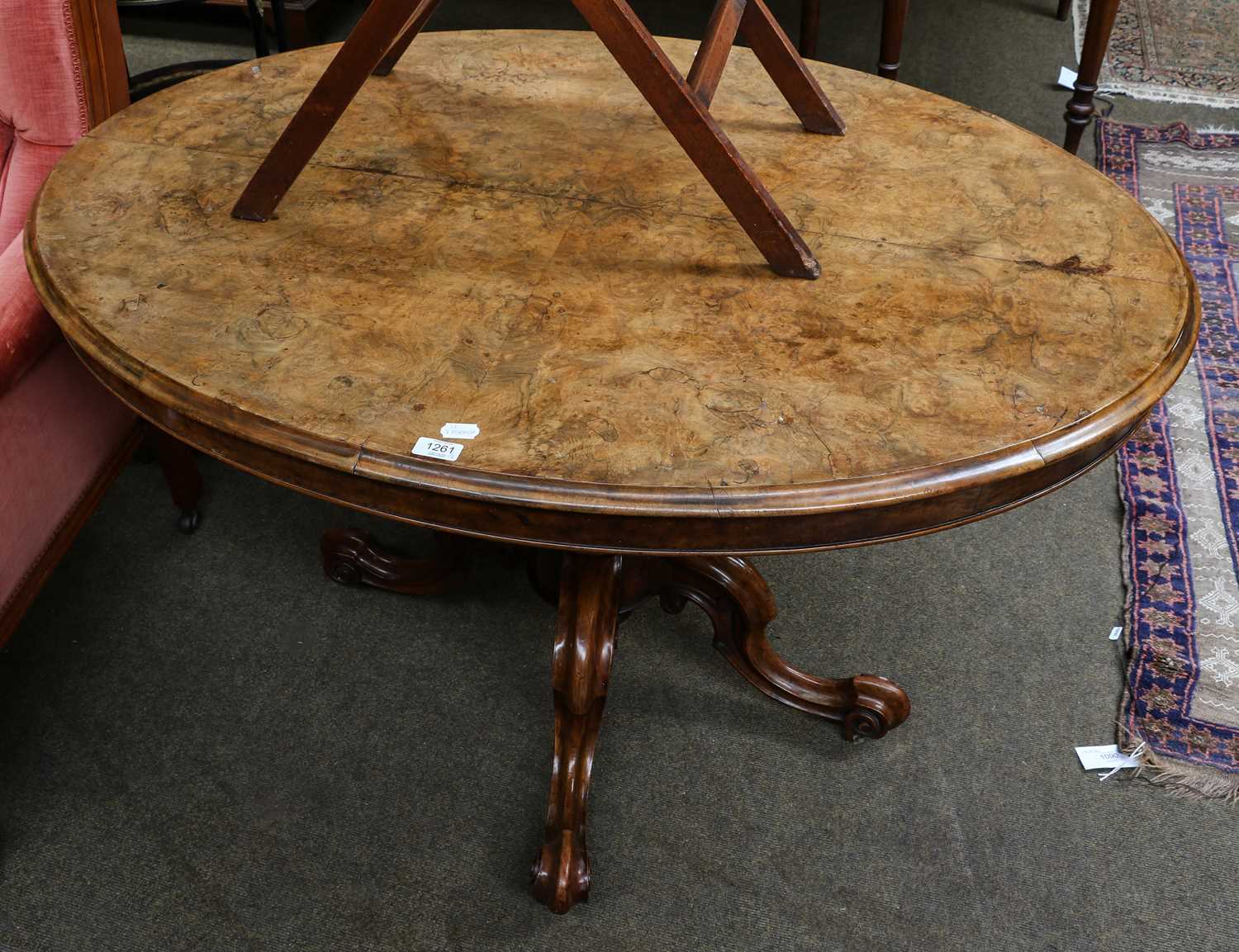Lot 1261 - A Victorian walnut oval loo table, 88cm by