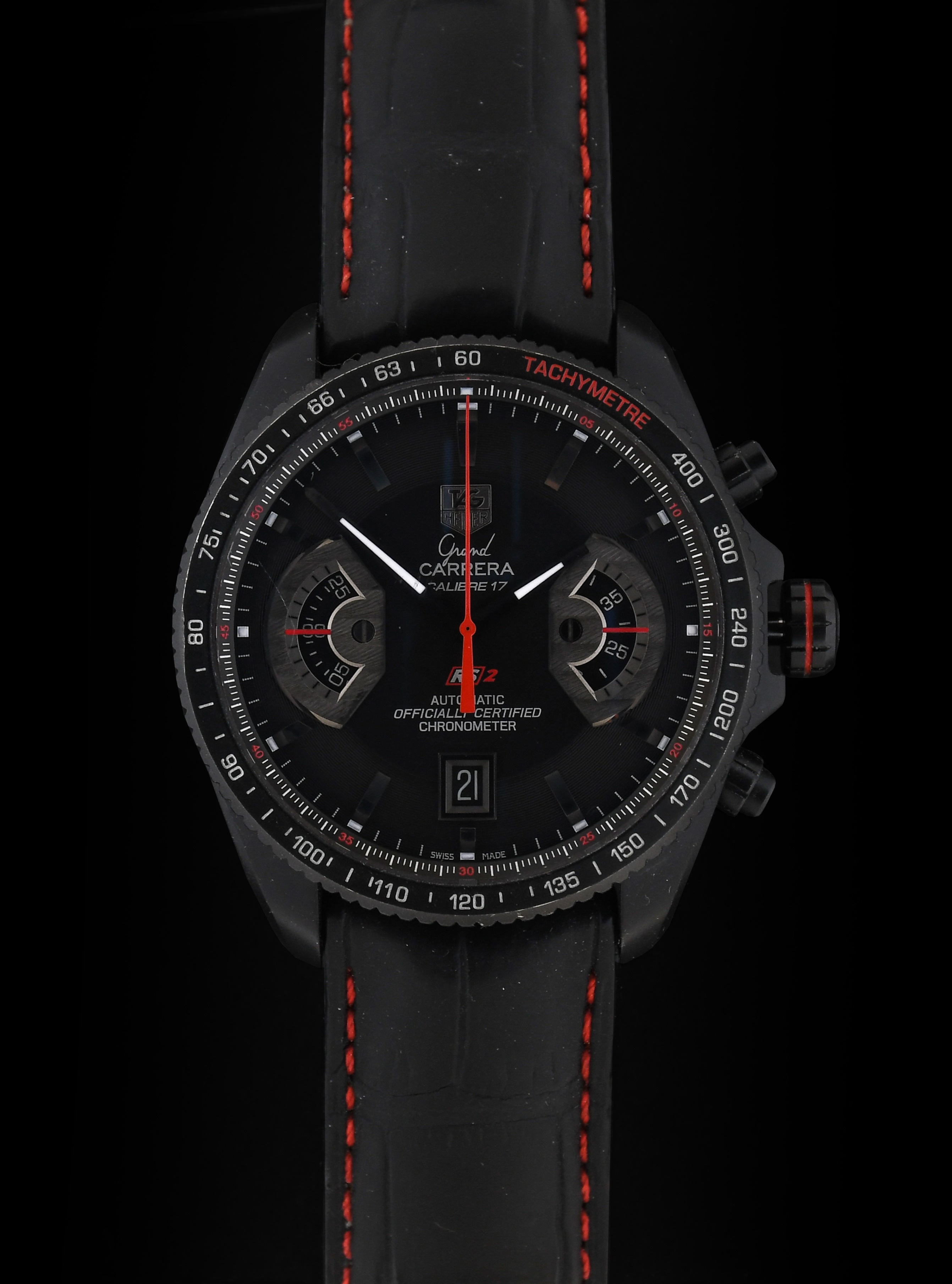 Lot 2244 - Tag Heuer: A Titanium Black PVD Coated