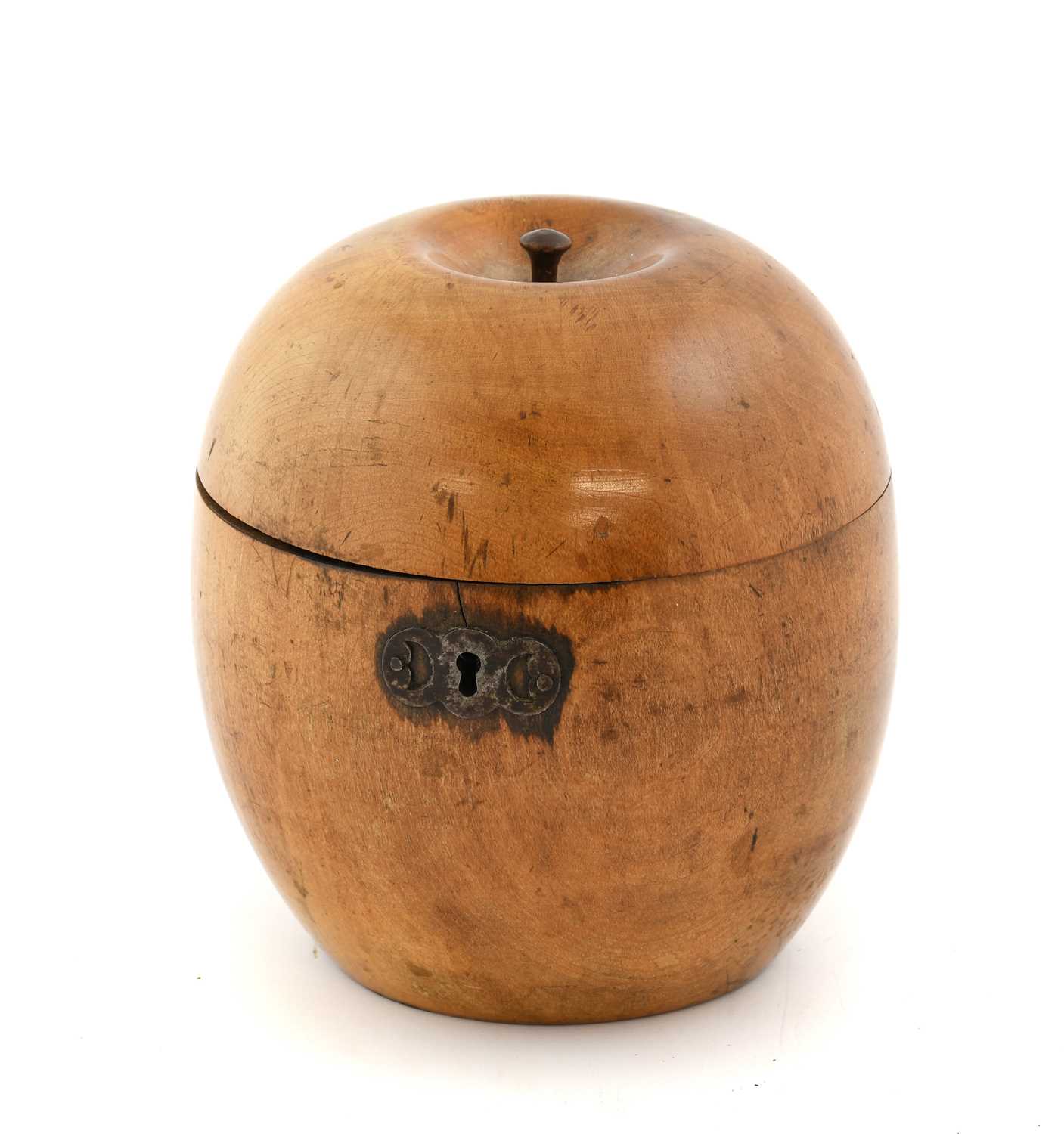 Lot 268 - A Turned Fruitwood Apple Tea Caddy, early