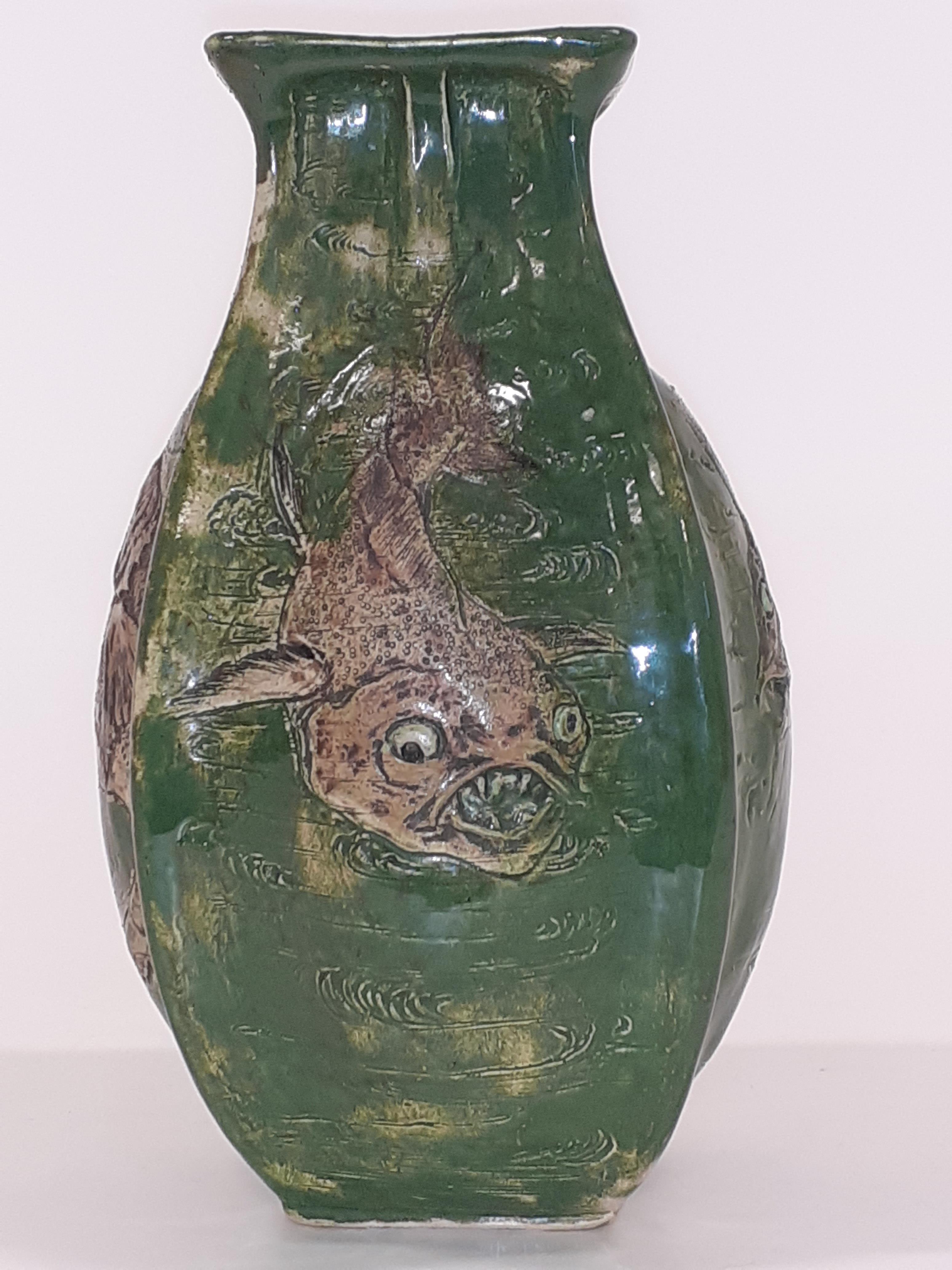 Lot 1042 - A Martin Brothers Stoneware Aquatic Vase,