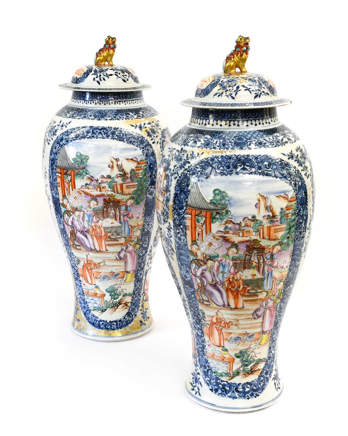 Lot 312 - A Pair of Chinese Porcelain Baluster Vases