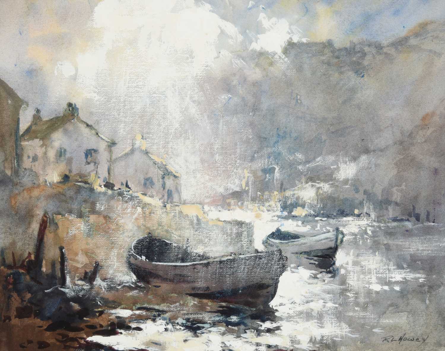 Lot 493 - Robert Lesley Howey (1900-1981) Moored boats