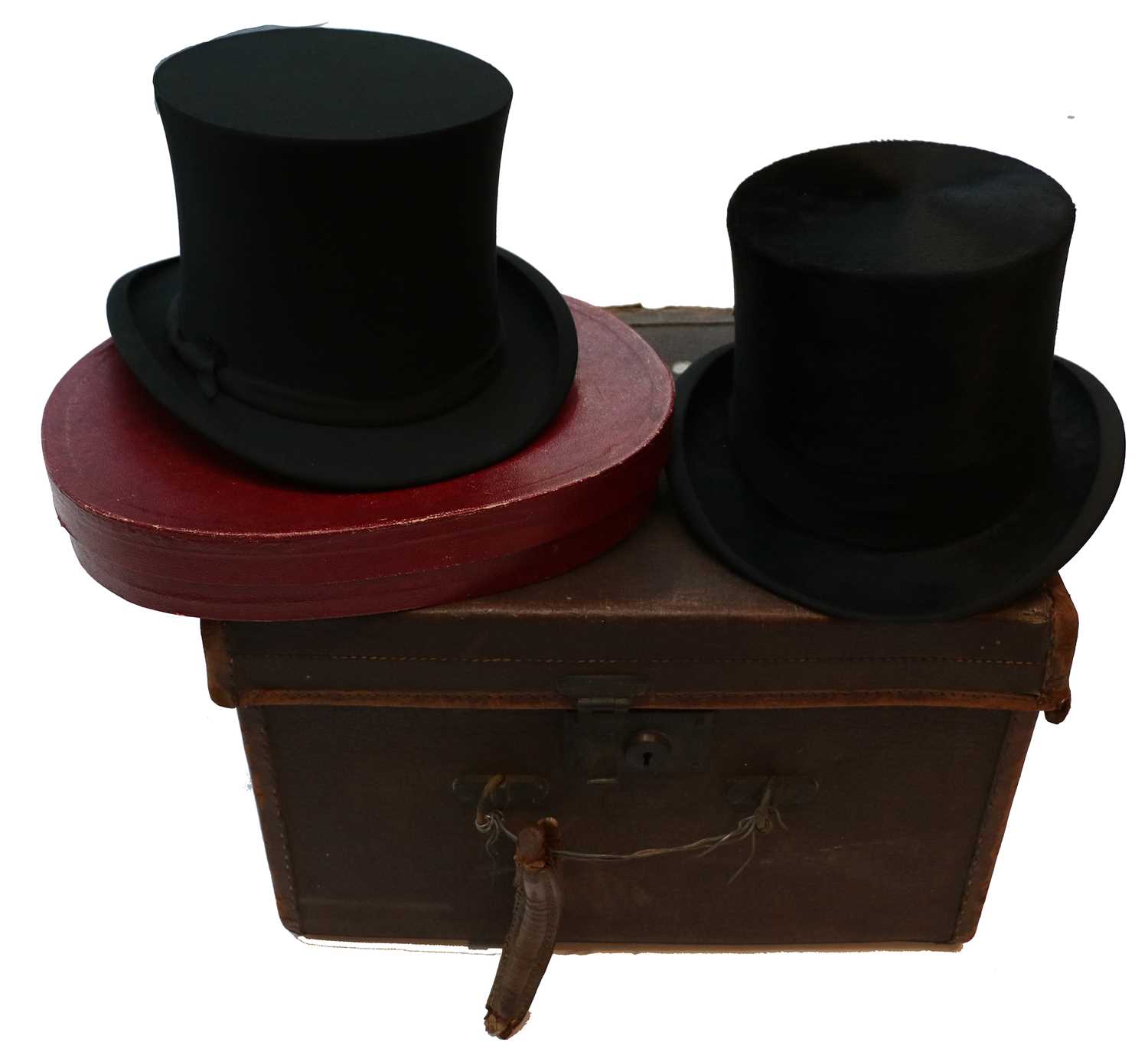 Lot 2228 - Dunn & Co Black Silk Top Hat in a brown