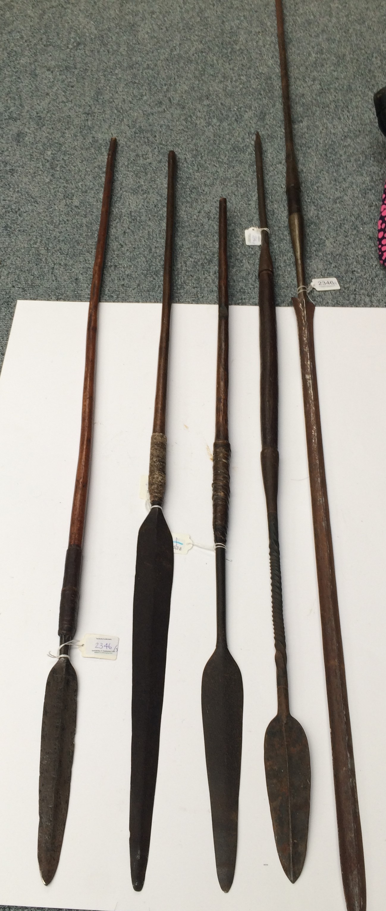 Lot 2346 - A Maasai Lion Spear, the 85cm elongated