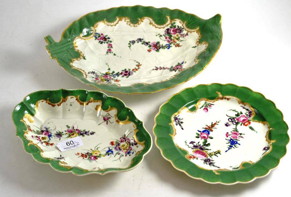 Lot 60 - Worcester First Period porcelain moulded leaf