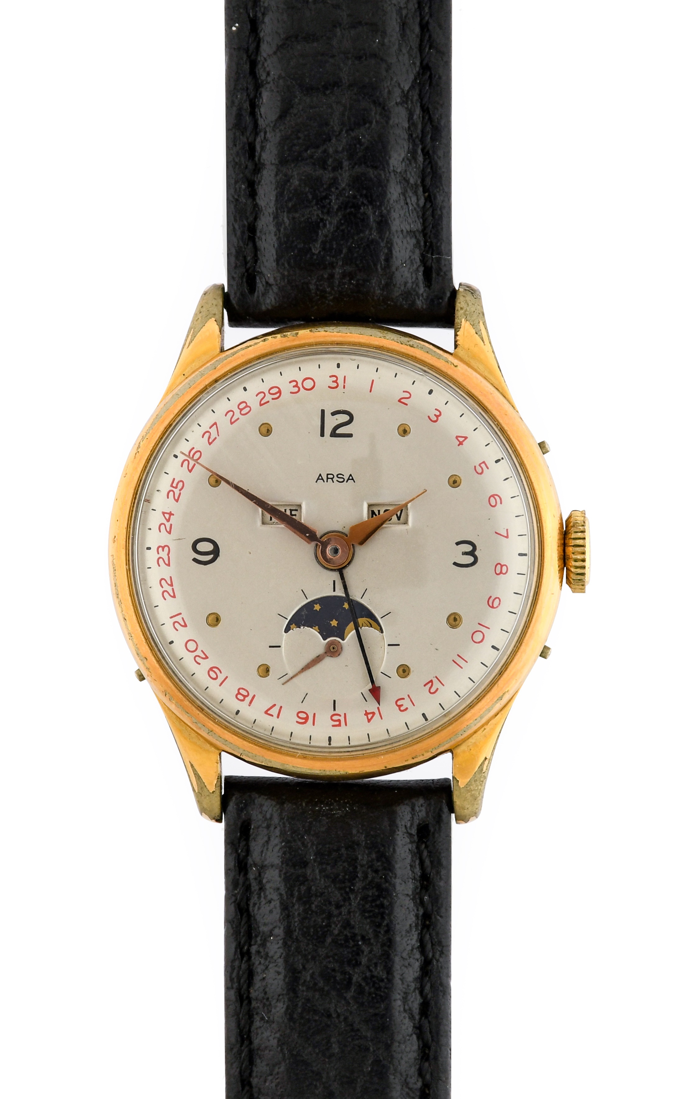 Lot 2219 - Arsa: A Gold Plated Triple Calendar