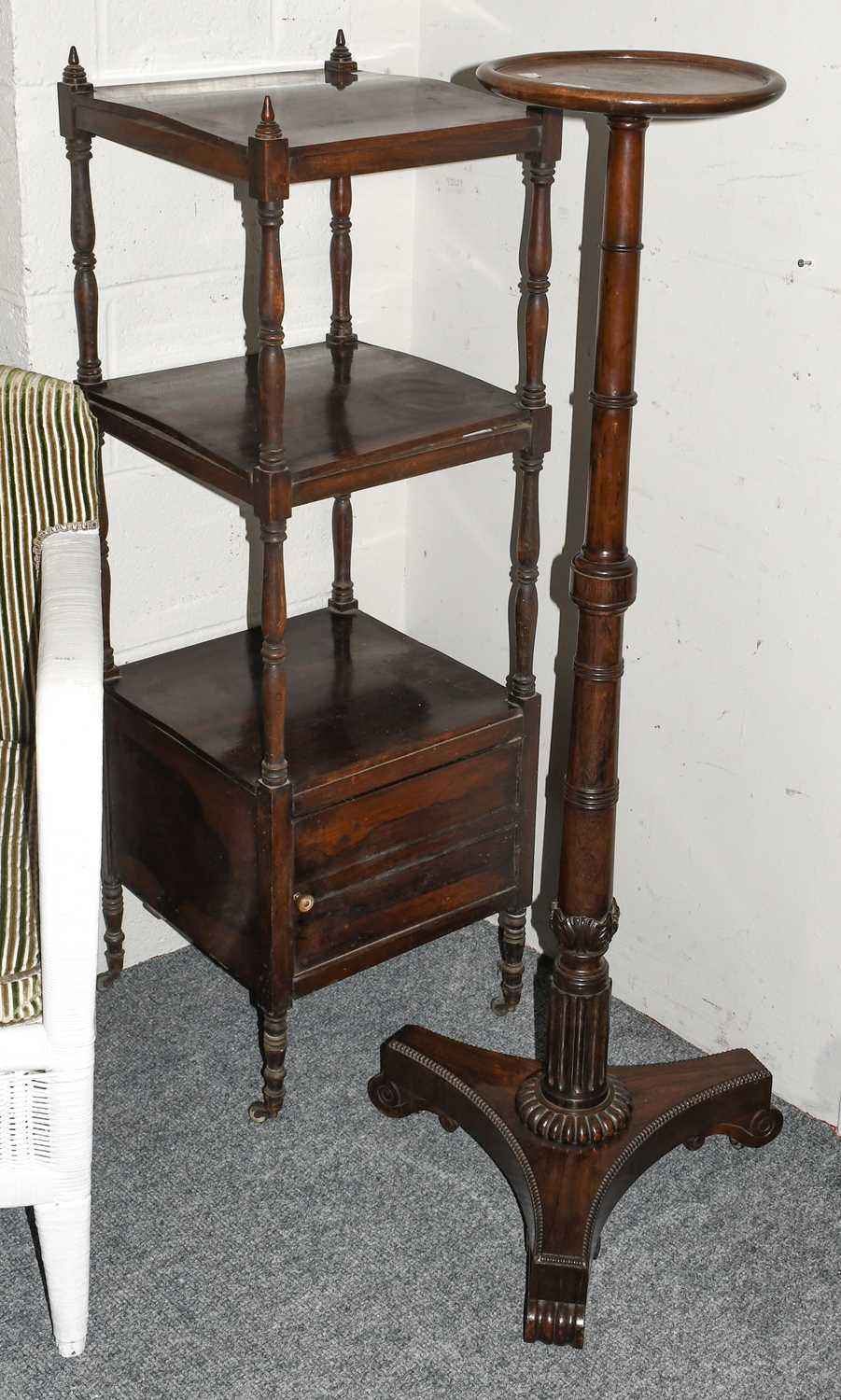 Lot 1257 - A Regency rosewood three-tier whatnot stand