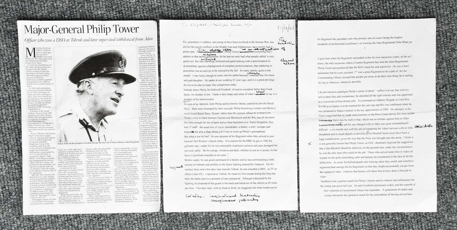 Lot 2246 - Major General Philip Thomas Tower, CB, DSO,