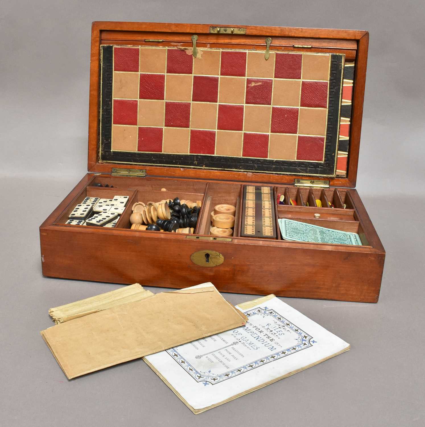 Lot 195 - A Mahogany Cased Games Compendium, Late 19th