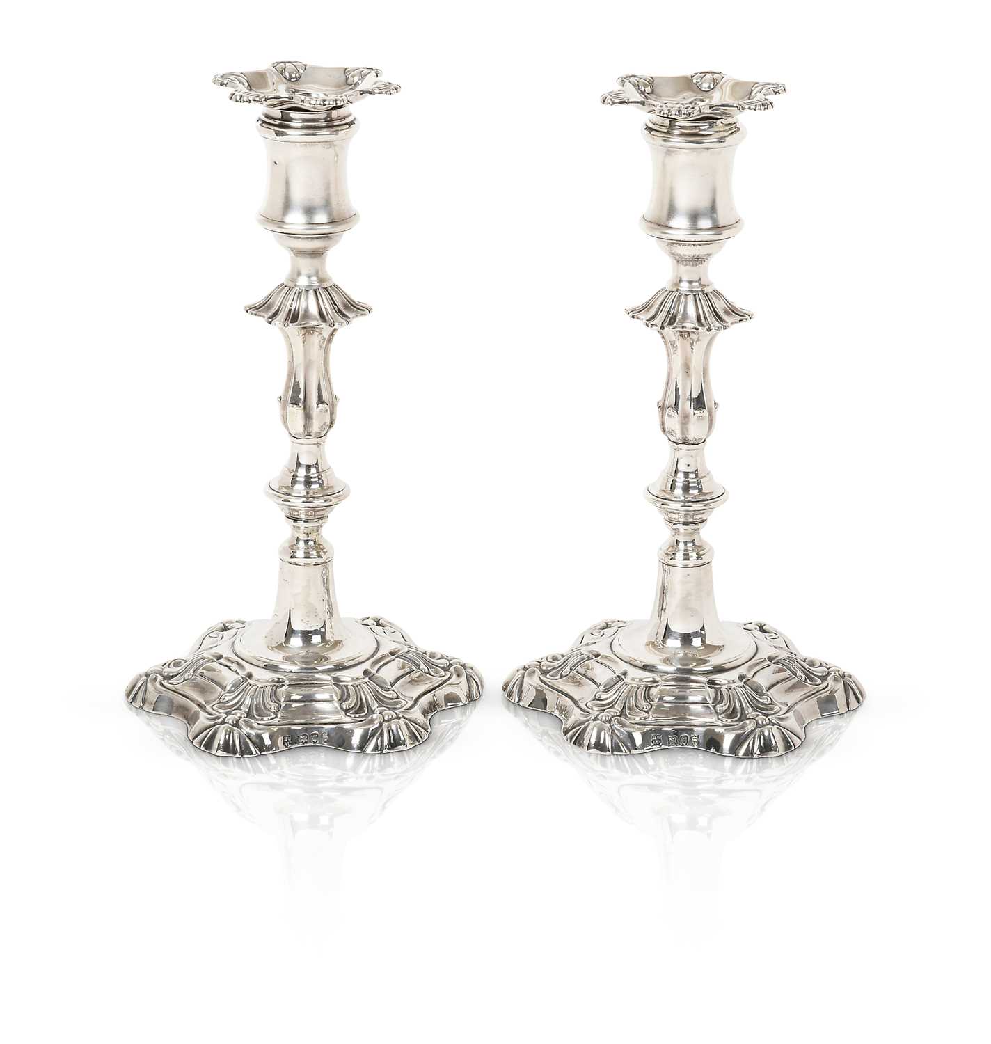Lot 2101 - A Pair of Victorian Silver Candlesticks