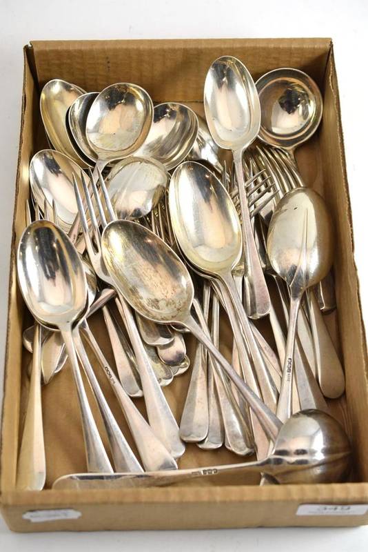 Lot 349 - A collection of silver Hanoverian pattern