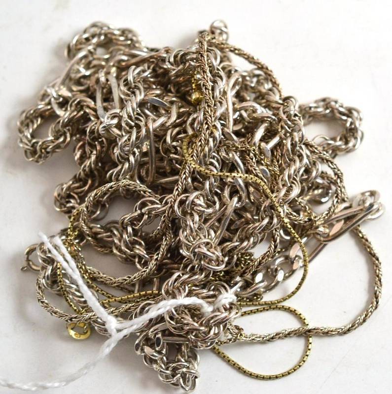 Lot 350 - Four white metal chains including a long