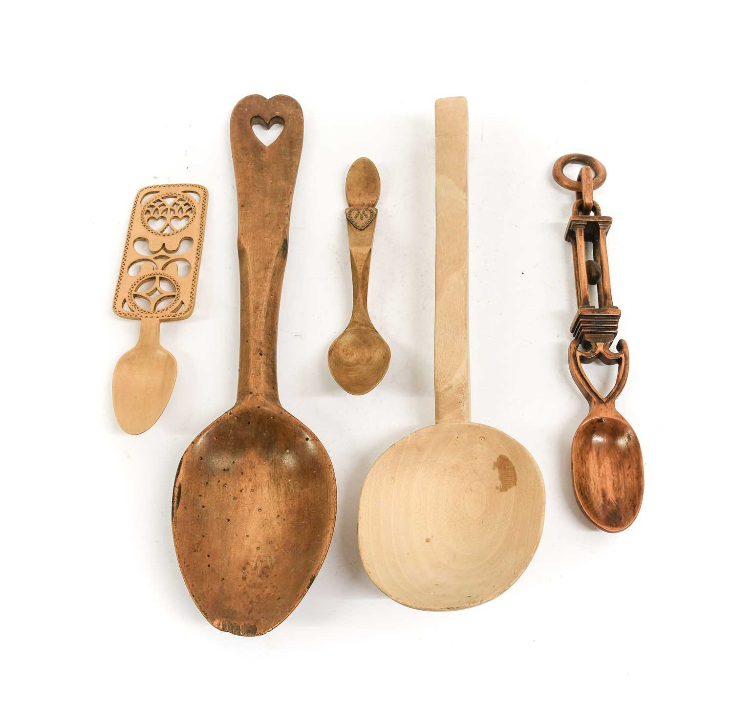 Lot 328 - A Welsh Love Spoon, with chain-link terminal,