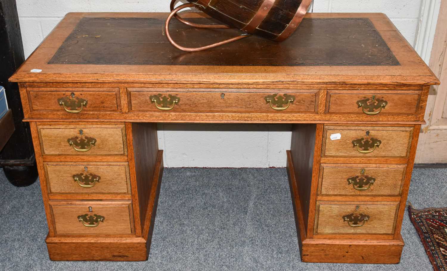 Lot 1312 - An Oak Leather Inset Writing Desk, early