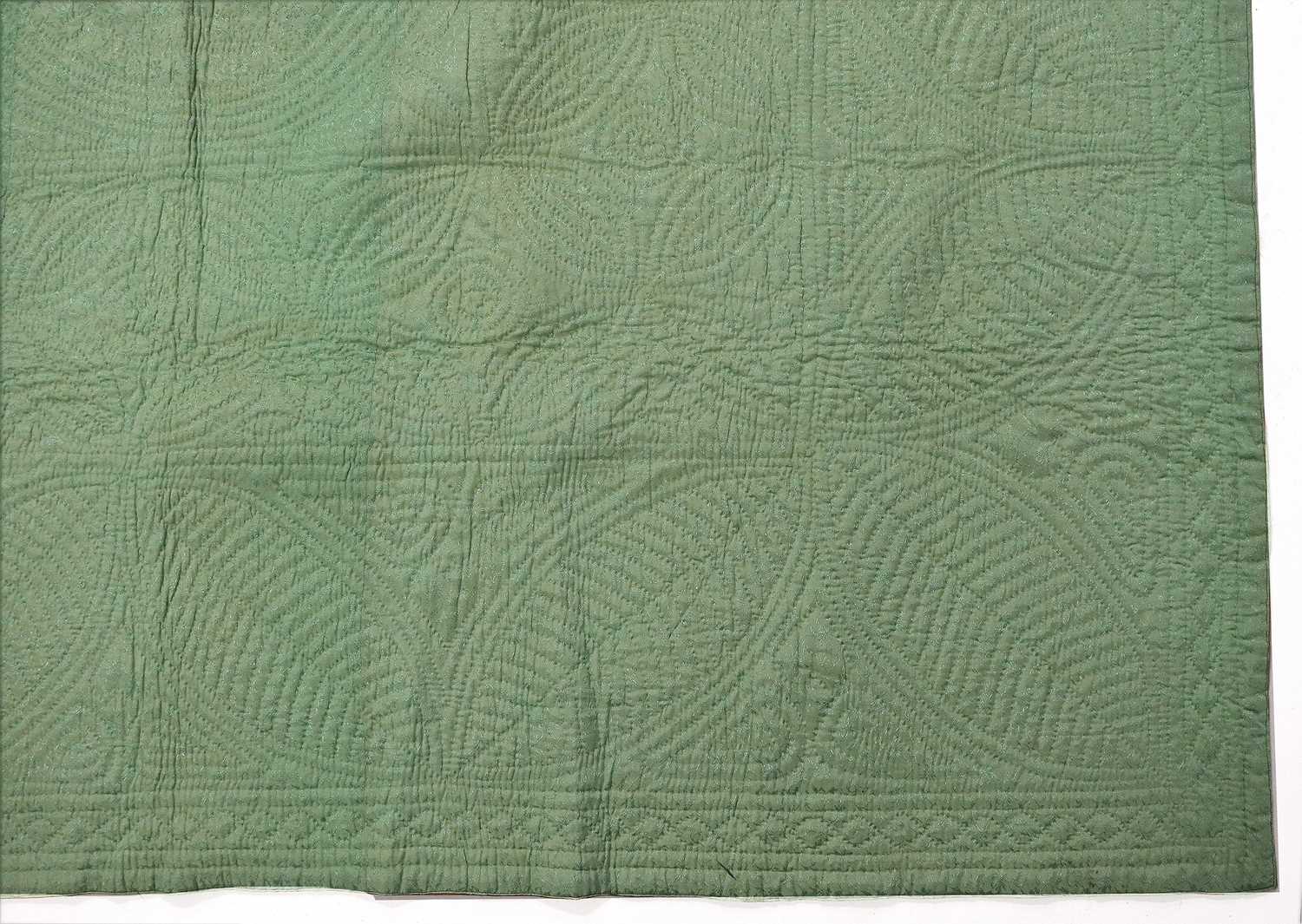 Lot 2129 - Circa 1900 Welsh Whole Cloth Marriage Quilt,