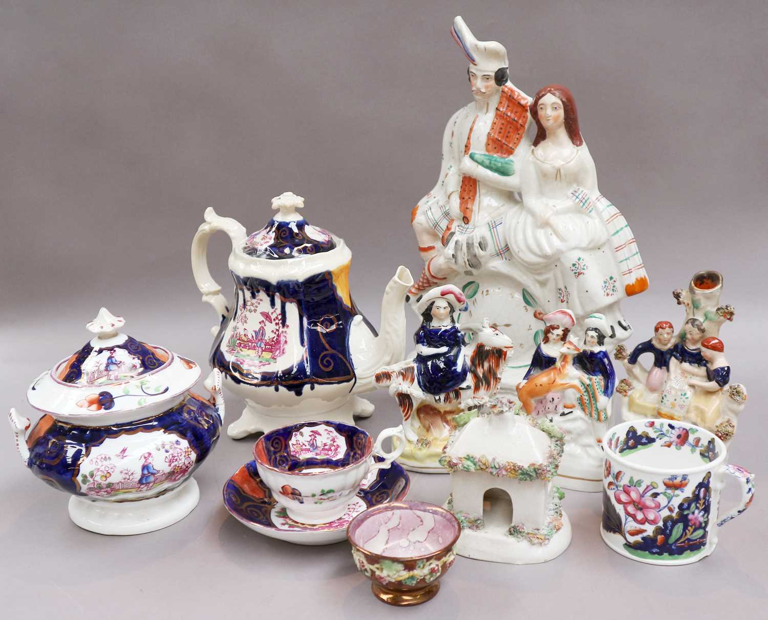 Lot 304 - Two Trays of Victorian Ceramics including