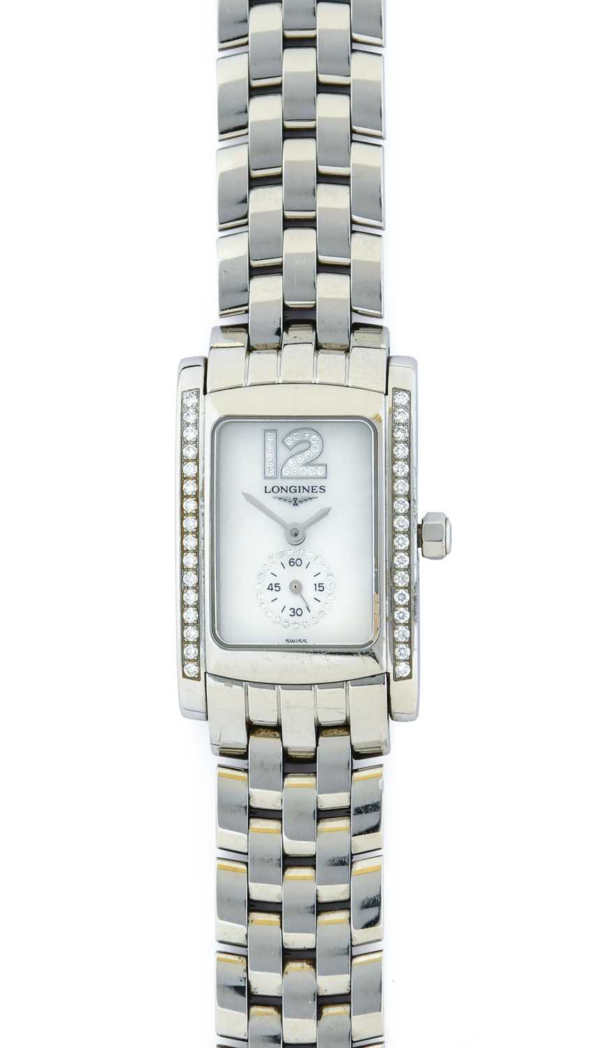 Lot 2173 - Longines: A Lady's Diamond Set Rectangular