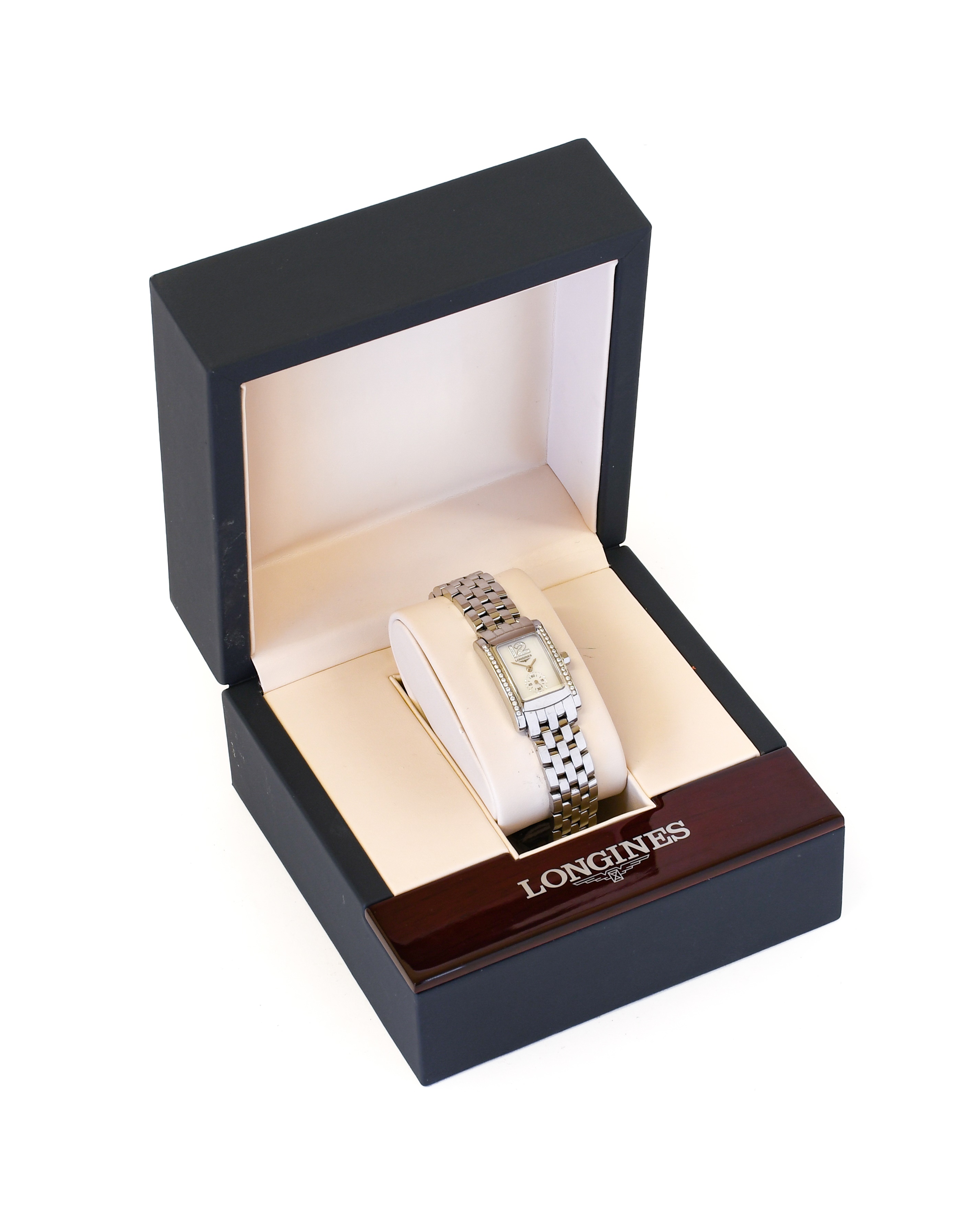 Lot 2173 - Longines: A Lady's Diamond Set Rectangular