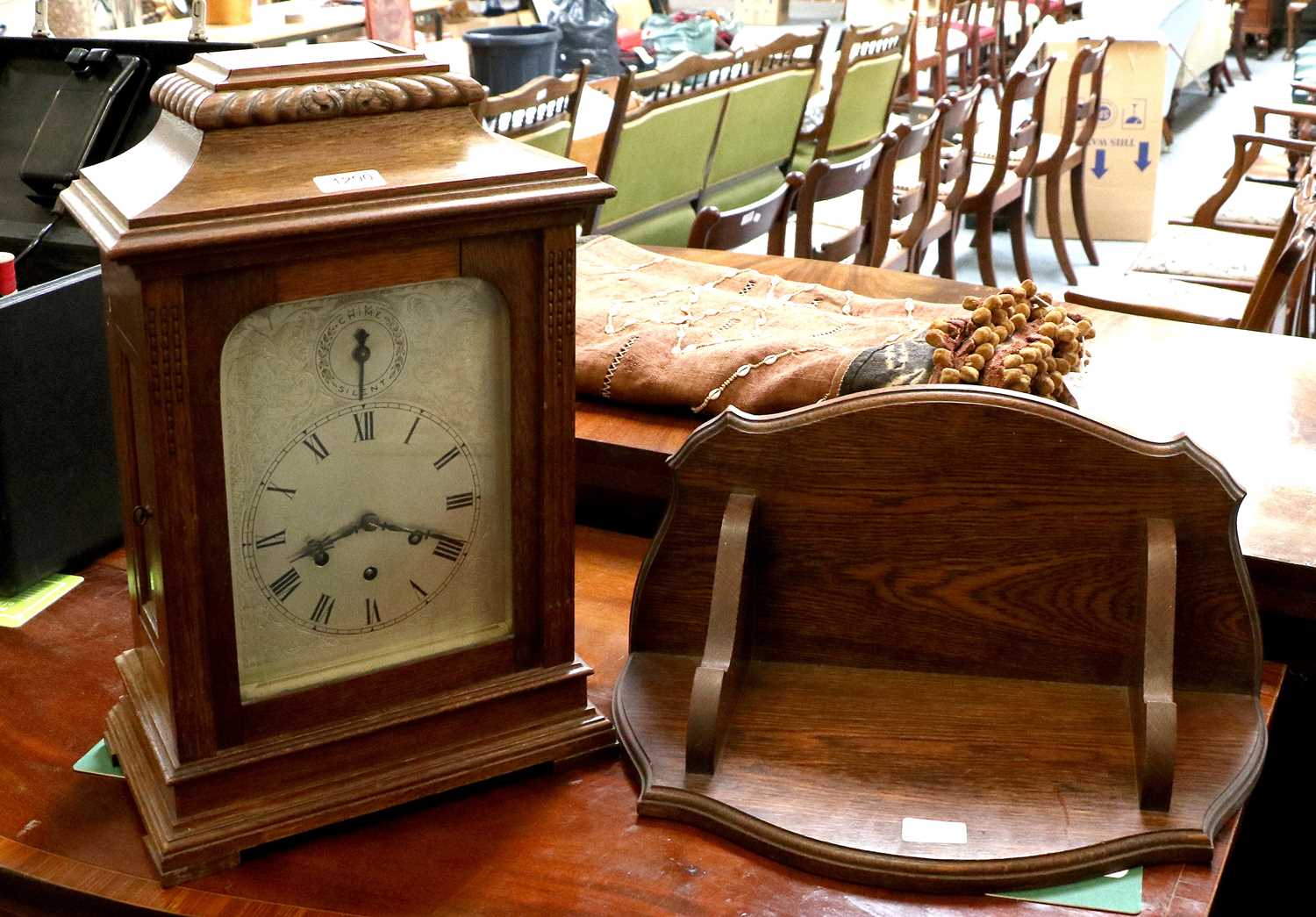 Lot 1290 A German Oak Chiming Bracket Clock Circa