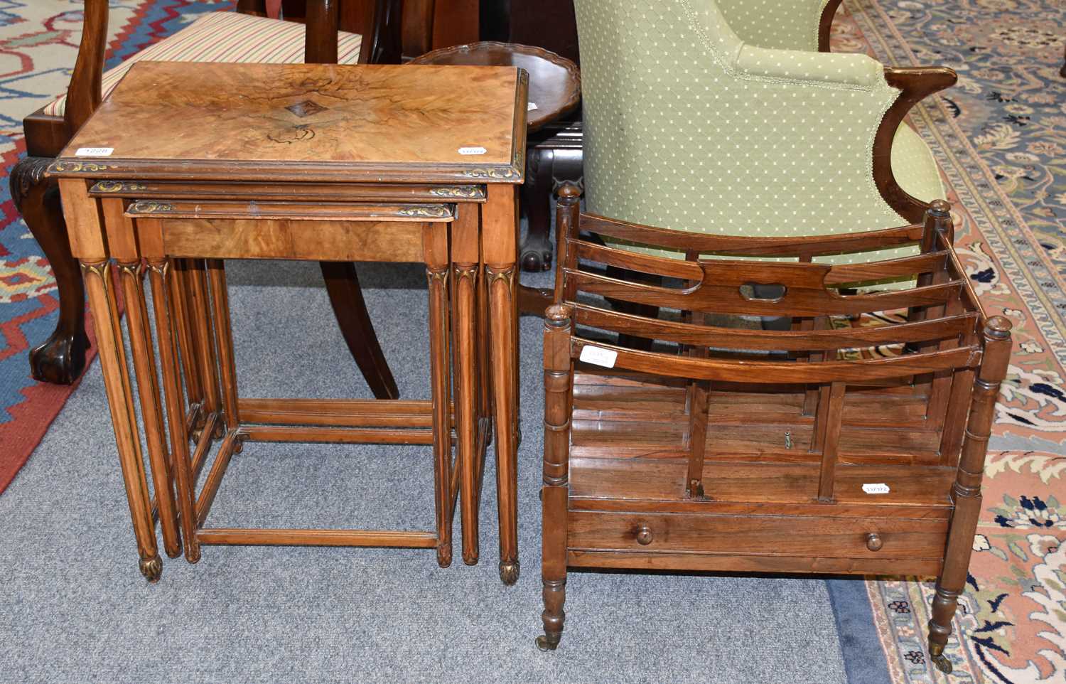 Lot 1228 - A Nest Of Three Parcel Gilt Walnut Tables,