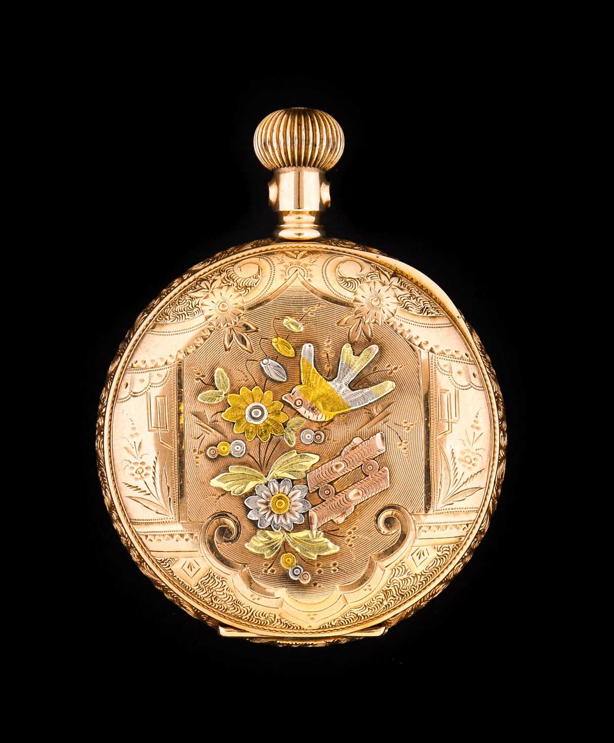 Lot 2352 - Elgin: A Lady's 14 Carat Gold Fob Watch,