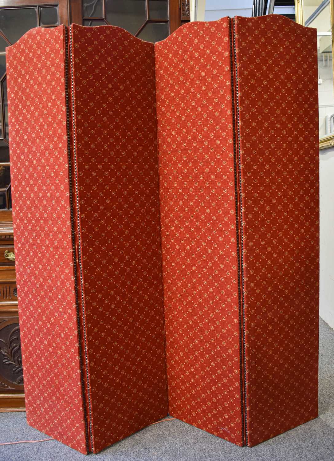 Lot 1312 - A Four-Fold Fabric Modesty Screen, each