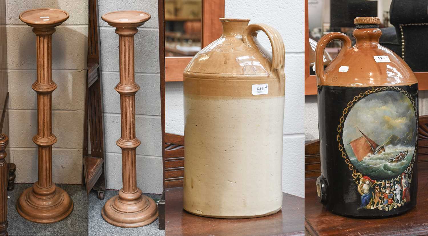 Lot 1257 - A Stoneware Flagon, painted with a stormy