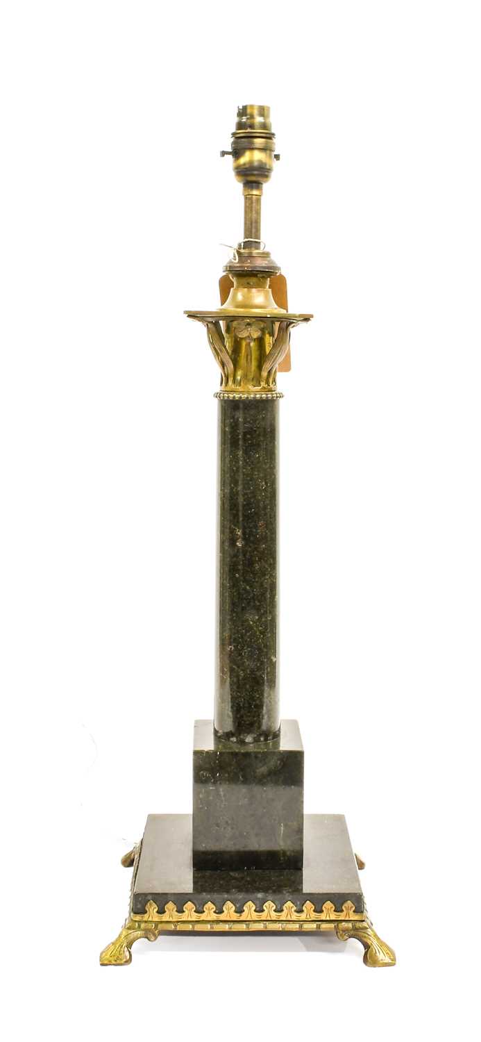 Lot 368 - A Gilt Metal Mounted Black Marble Lamp Base,